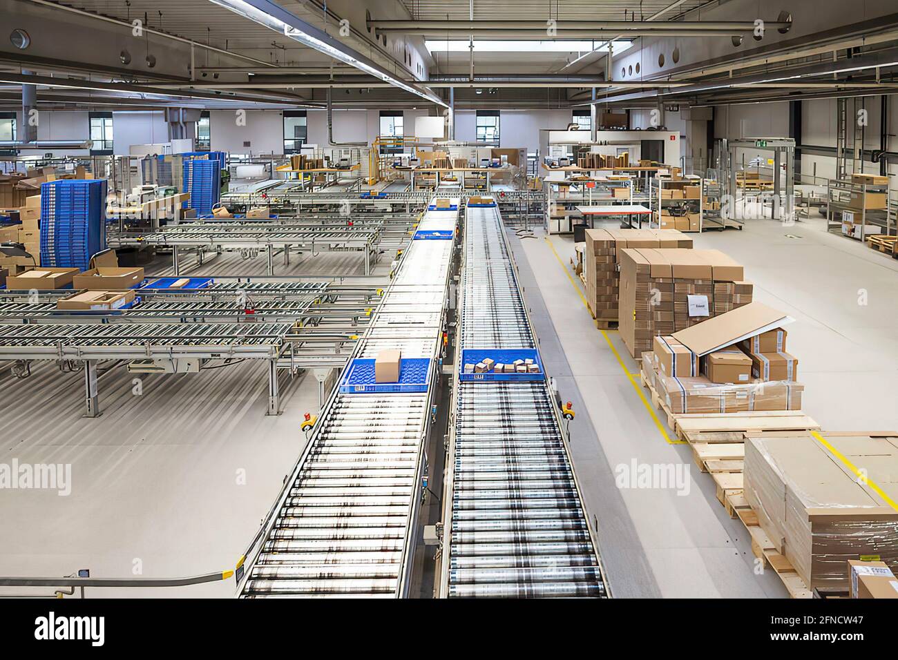 empty workshop of a modern factory with conveyor belt Stock Photo - Alamy