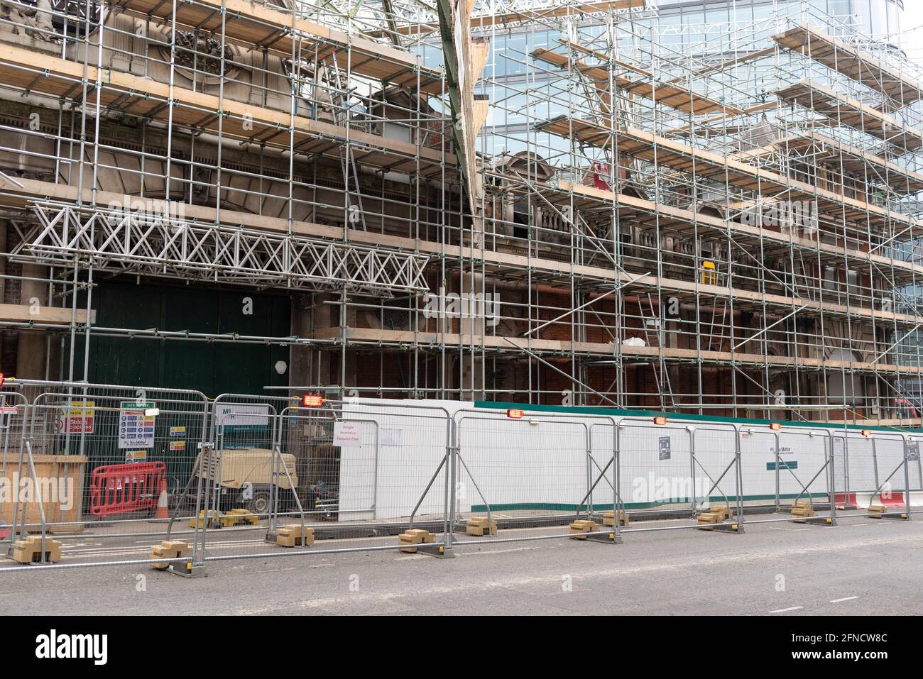 London building under construction with scaffolding prominent Stock ...