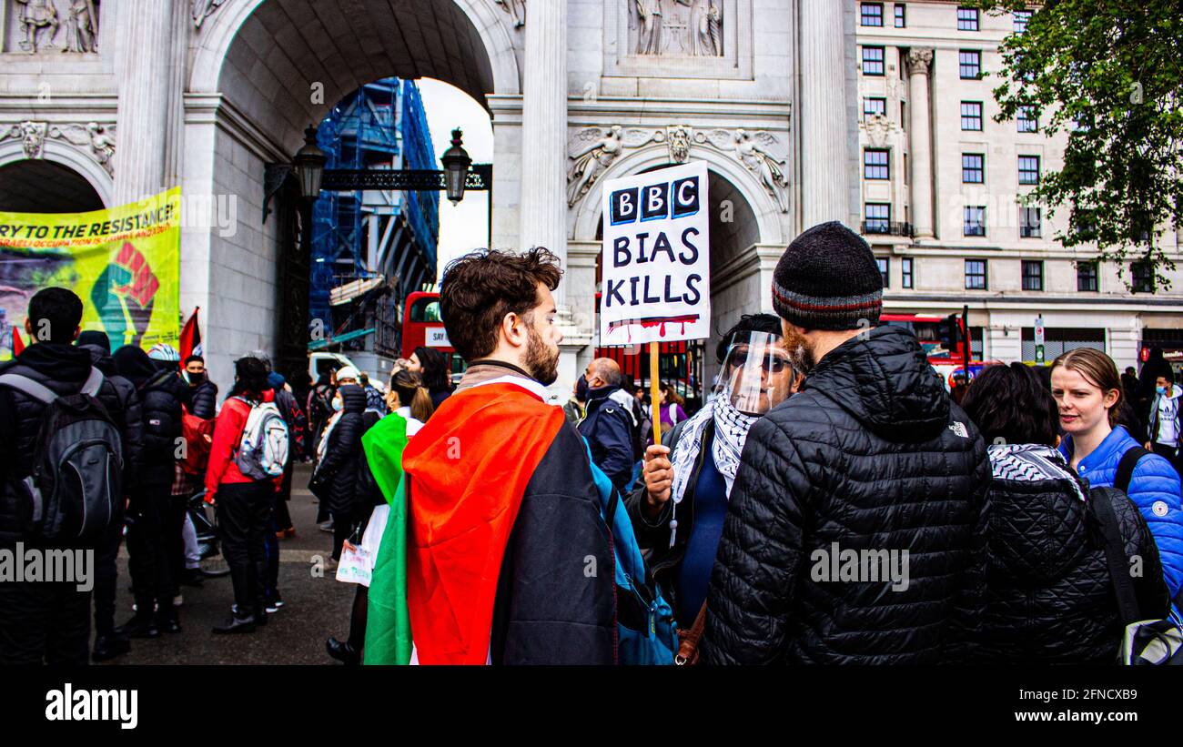 London, United Kingdom - May 5th 2021: Free Palestine March from Marble ...