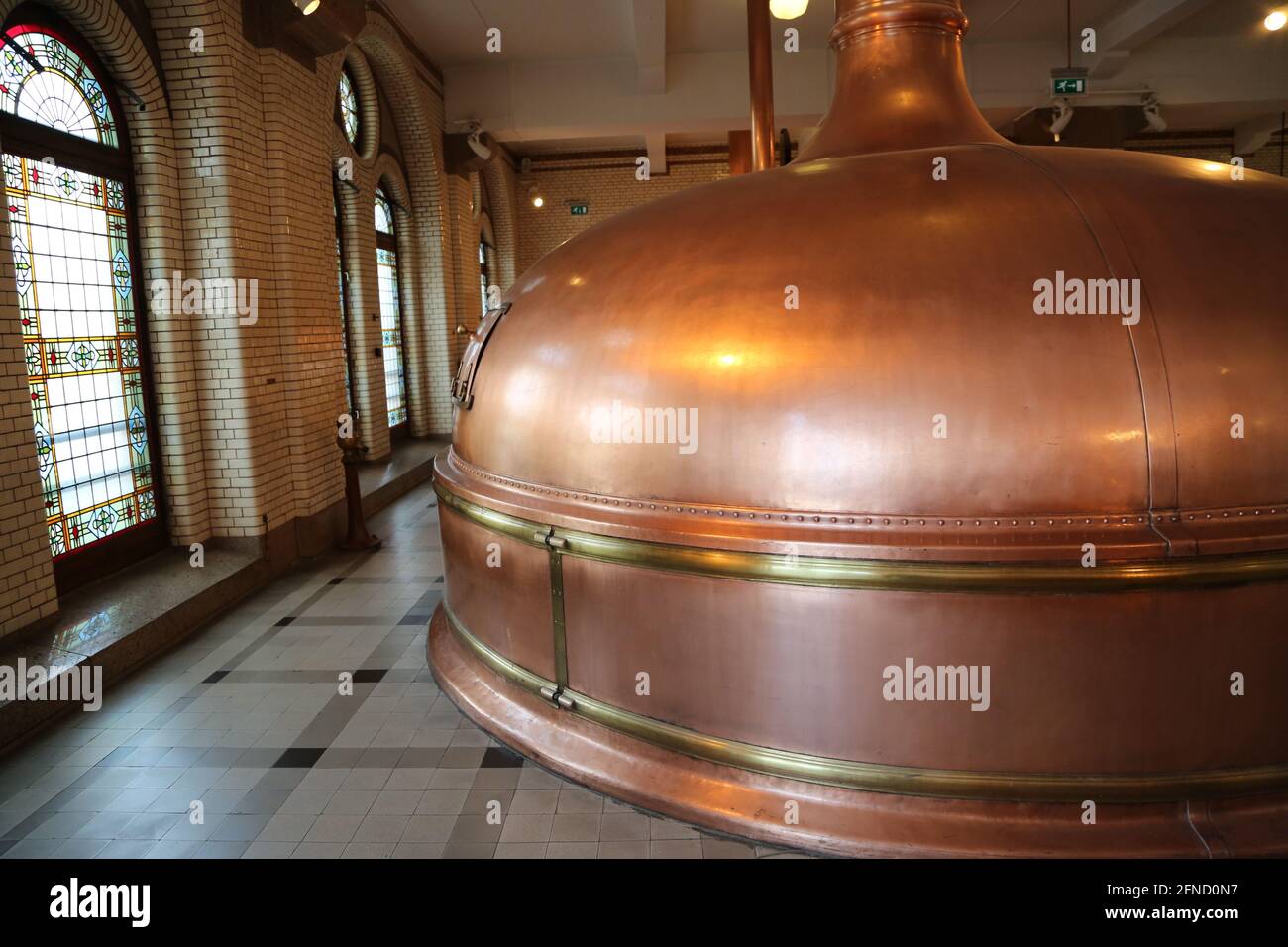 Copper equipment for beer production Stock Photo - Alamy
