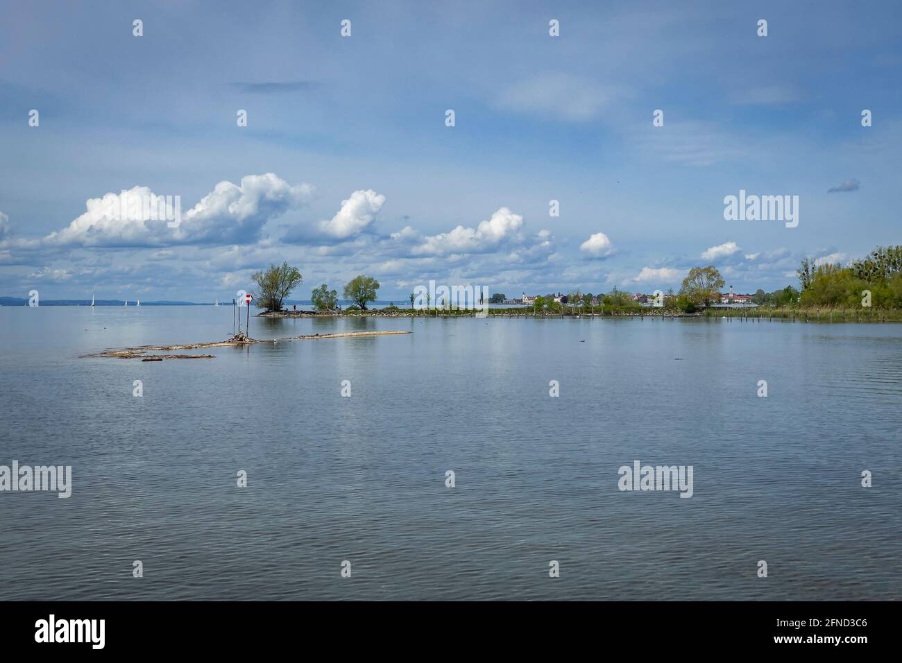 Walking along the Lake Constanze at the border between Austria and ...