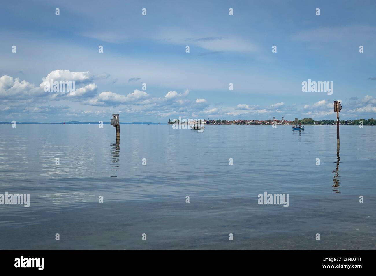 Walking along the Lake Constanze at the border between Austria and ...