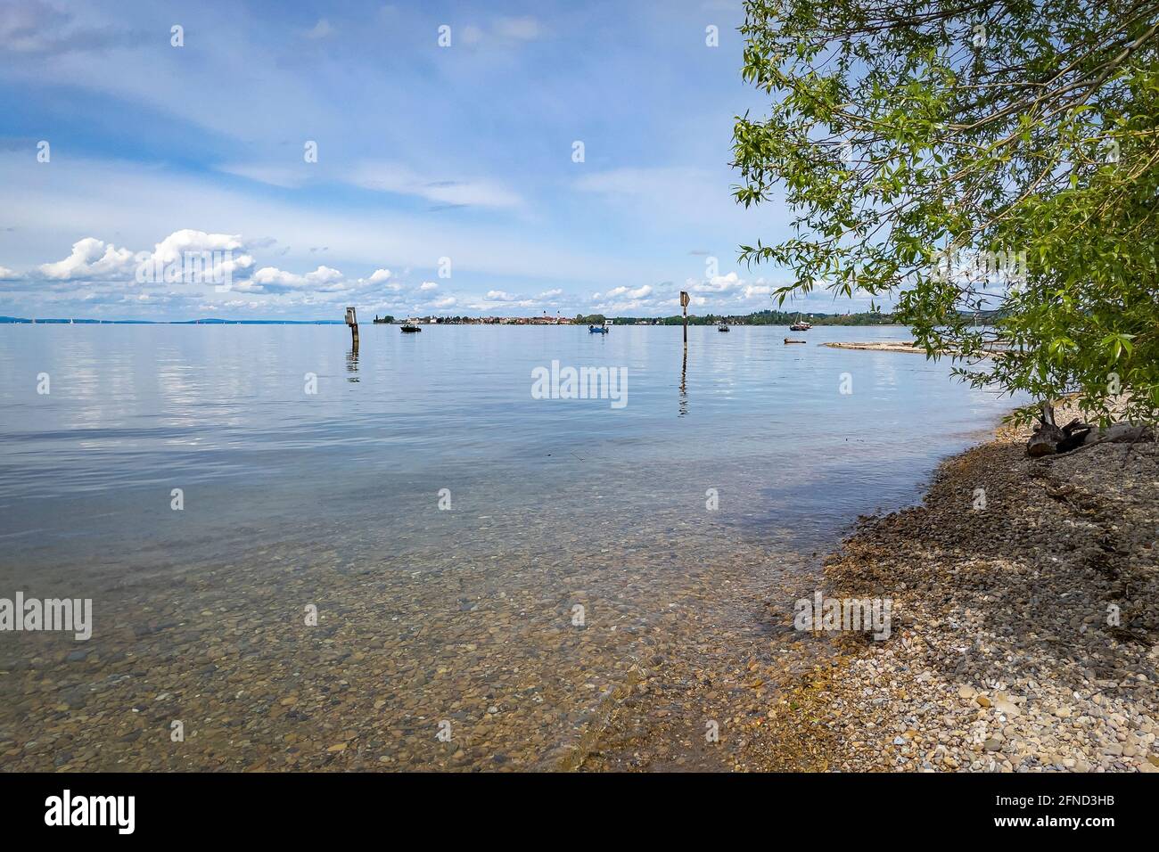 Walking along the Lake Constanze at the border between Austria and ...
