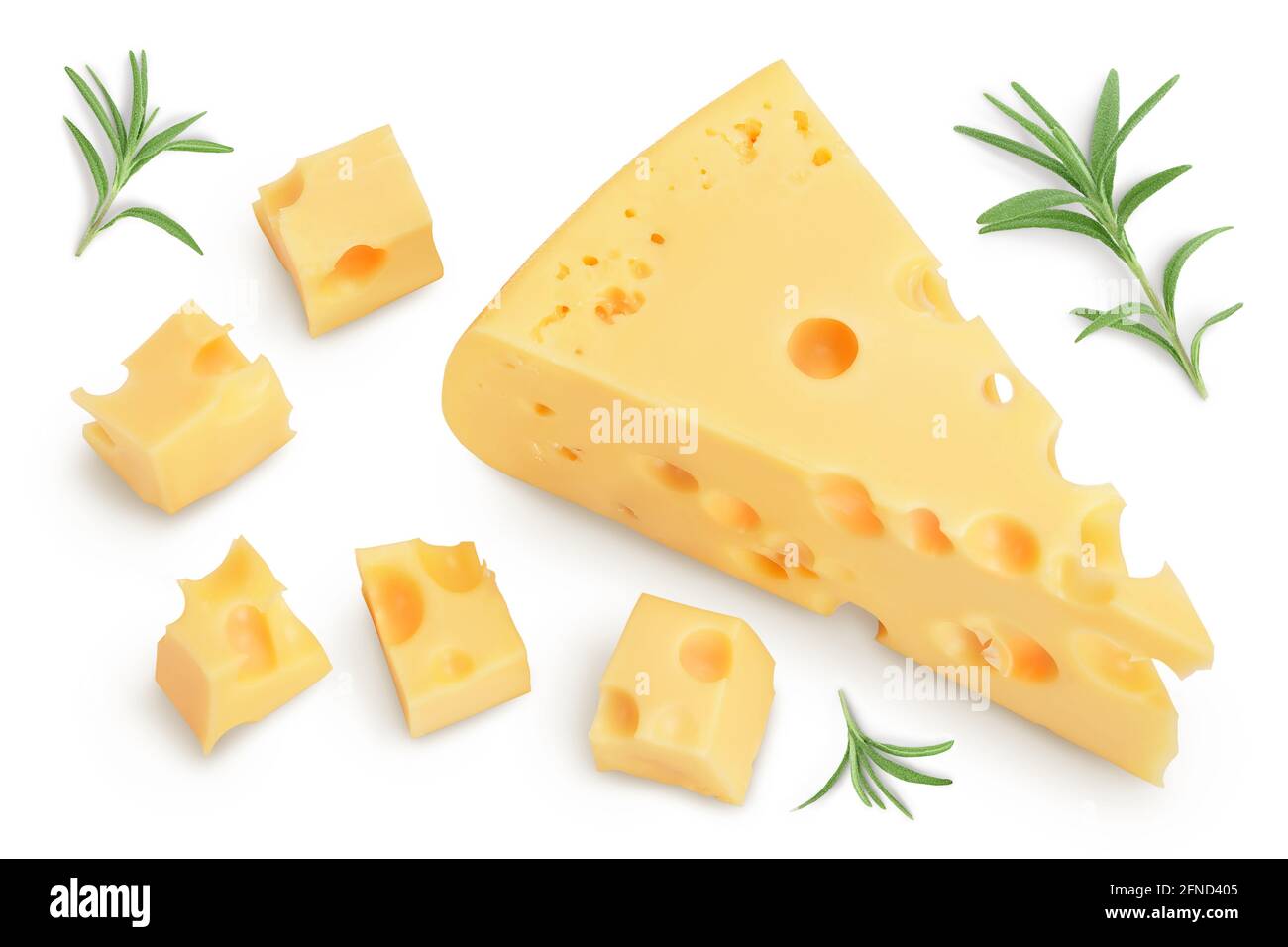 piece of cheese isolated on white background with clipping path. Top ...