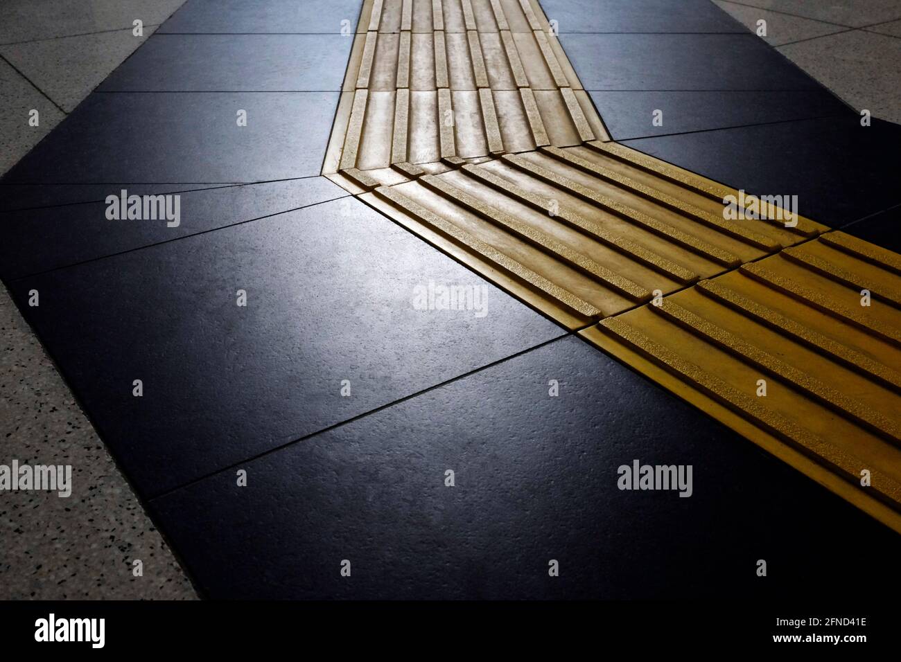 Subway station floor with pattern for blind people to follow Stock ...