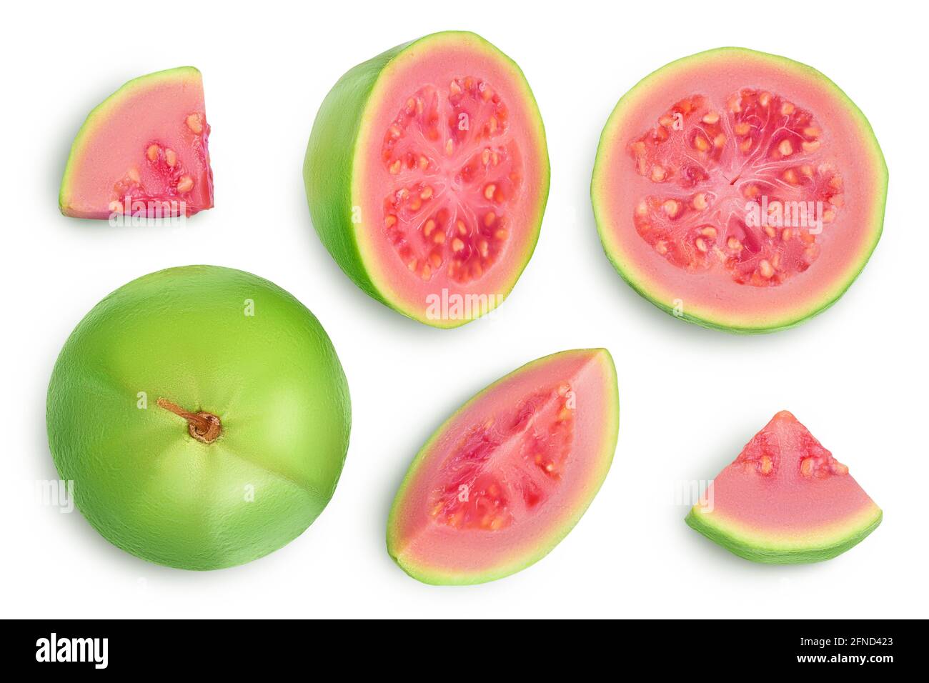 Guava fruit with slices isolated on white background with clipping path ...