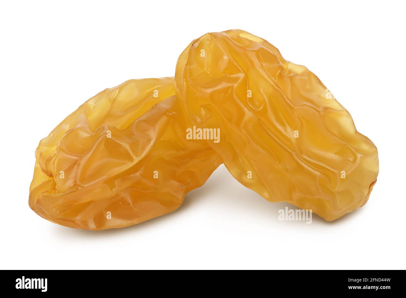 Yellow raisin isolated on white background with clipping path and full ...