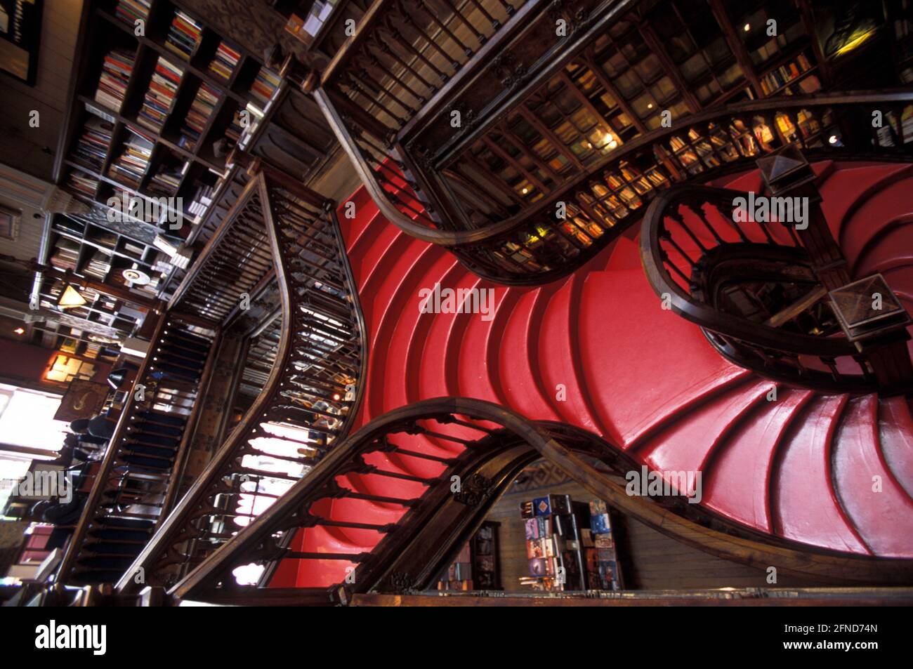 Staircase of Livraria Lello, Lello Bookstore, Porto, Portugal Stock ...