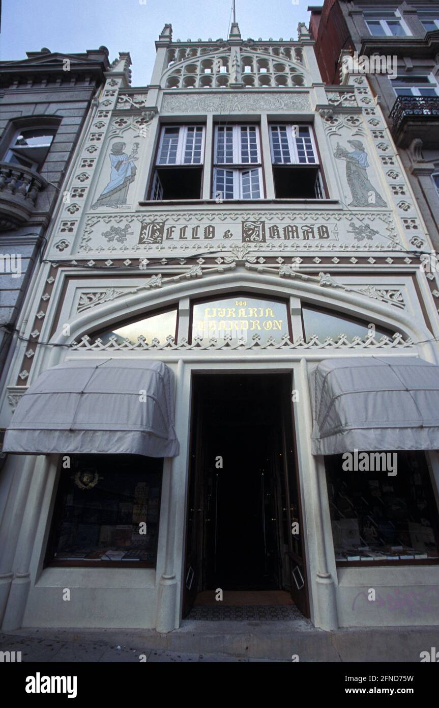 Facade of Livraria Lello, Lello Bookstore, Porto, Portugal Stock Photo ...