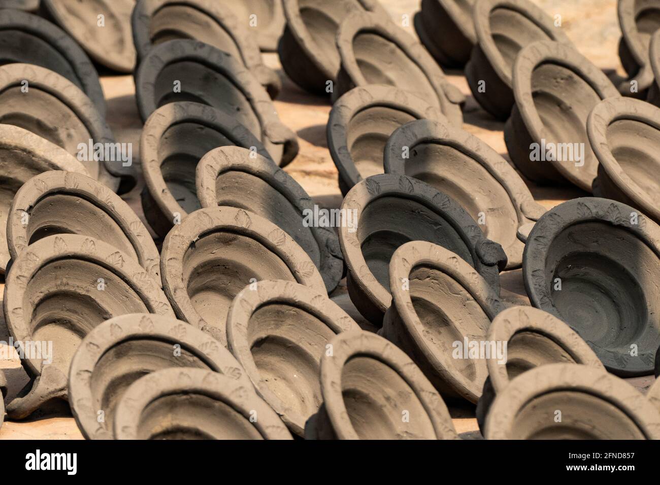 Pottery drying in the sun in Kathmandu, Nepal Stock Photo - Alamy