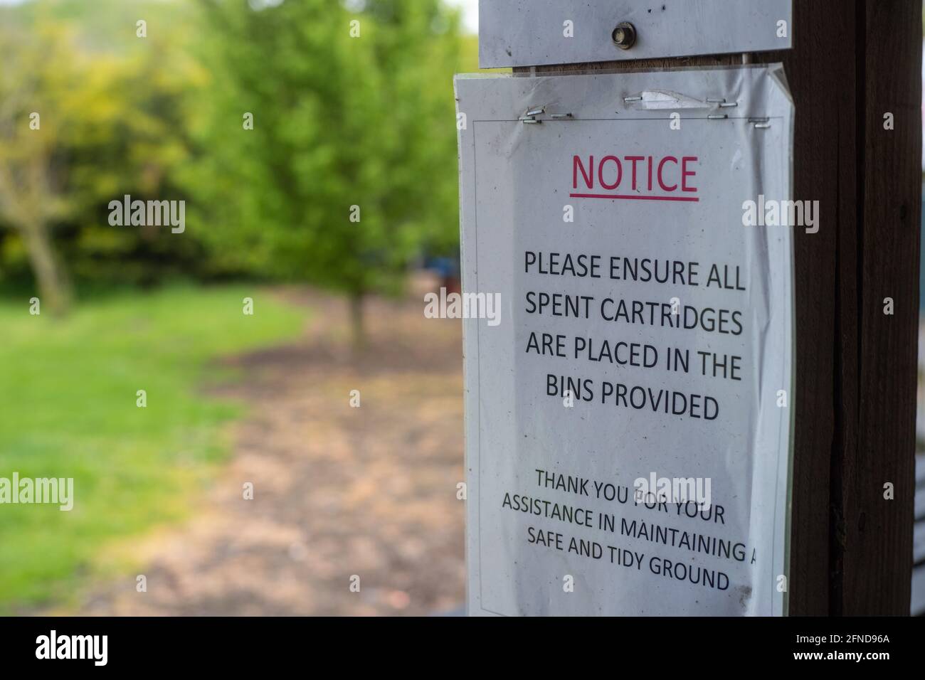 Cambridge UK May 2021 Warning sign on the shooting range in the UK ...