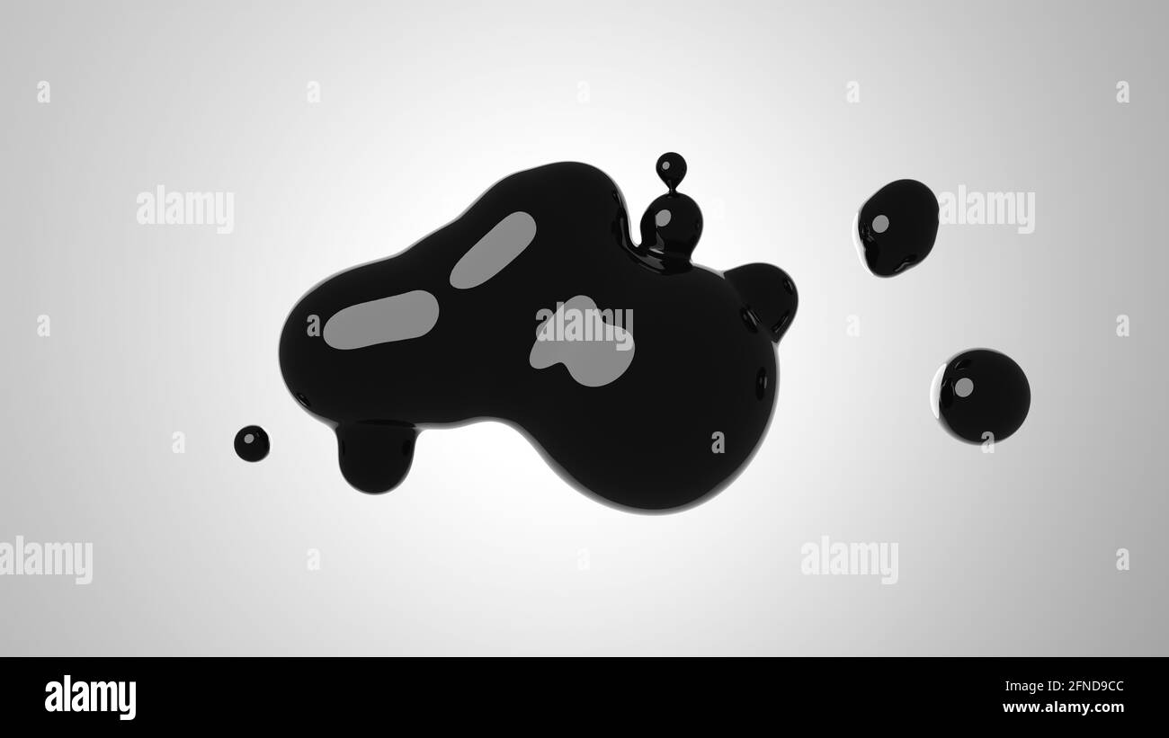 3D illustration of black drops floating in a zero gravity Stock Photo ...