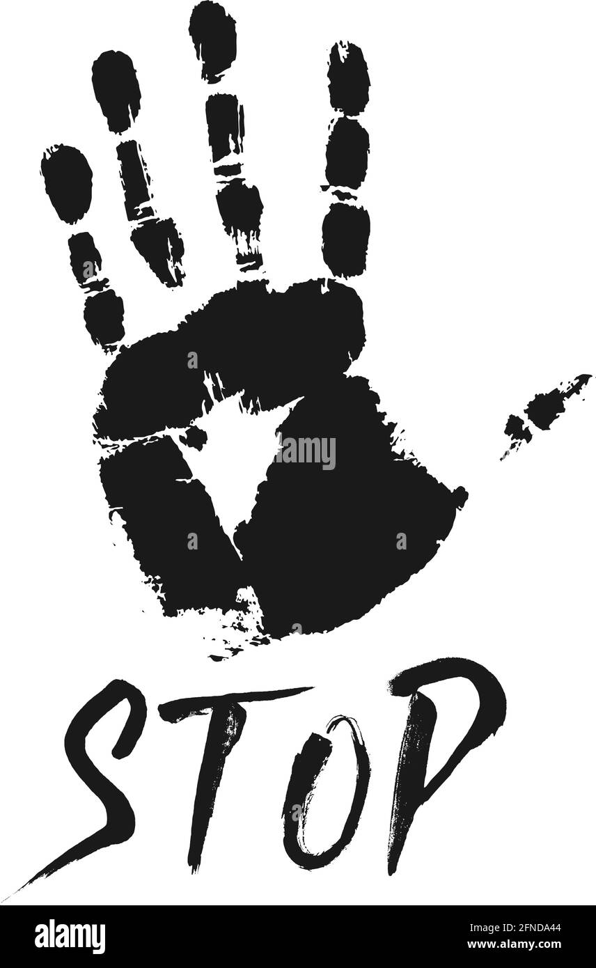 Hand print with stop sign on white background Stock Vector Image & Art ...