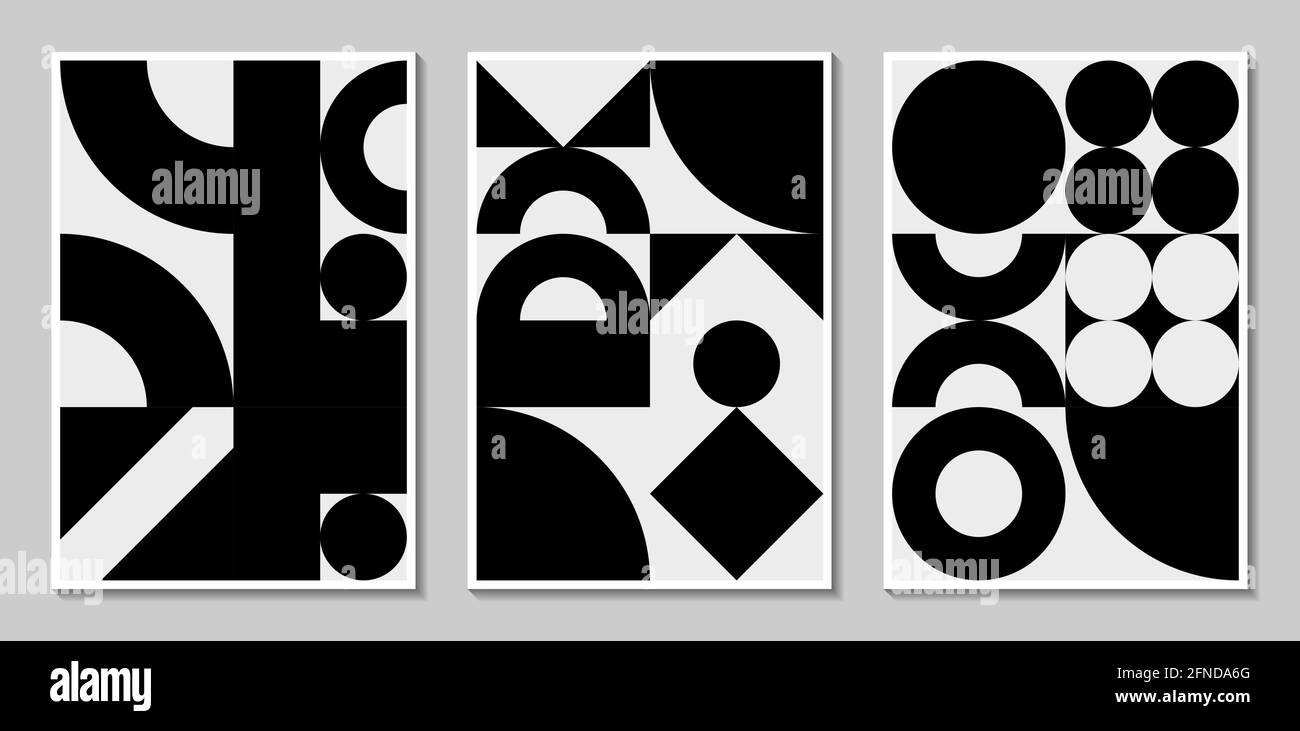 Trendy abstract creative minimalist artistic black and white geometric ...