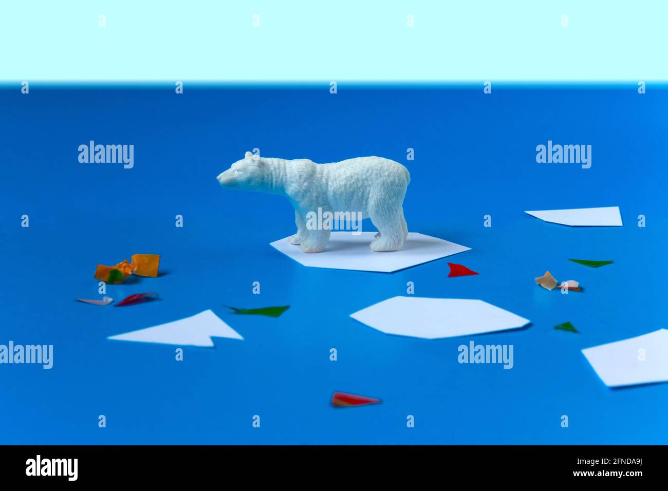 Arctic Ocean pollution of plastic. Concept foto. Back view Stock Photo ...