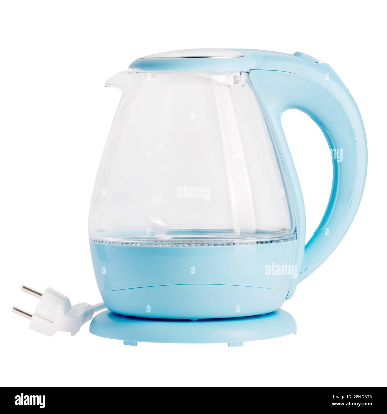 Empty blue glass electric kettle isolated on white Stock Photo - Alamy