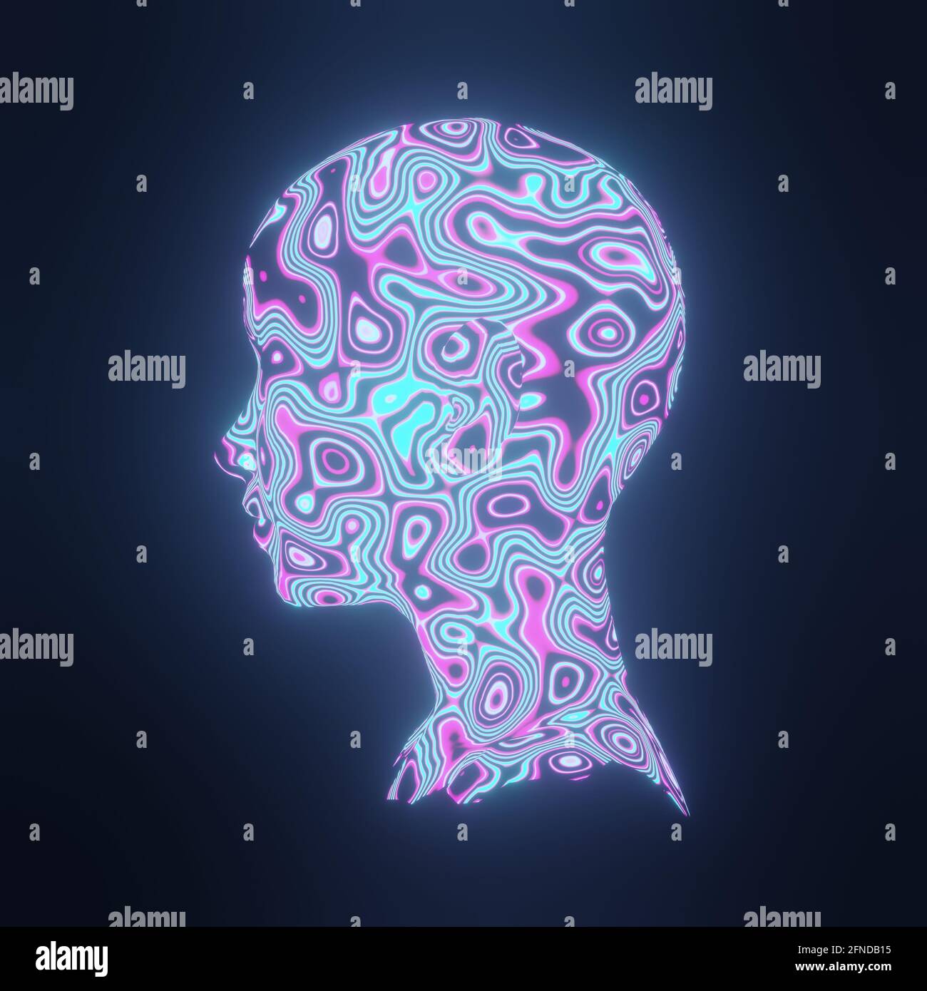 Abstract texture in head shape background . 3D rendering illustration ...