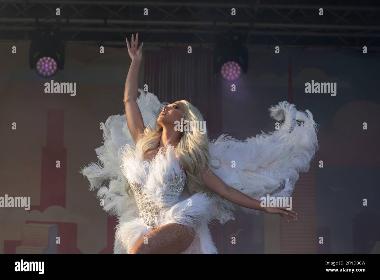 Drag queen Plastique Tiara (Duc Tran Nguyen) performs at Drive N Drag ...