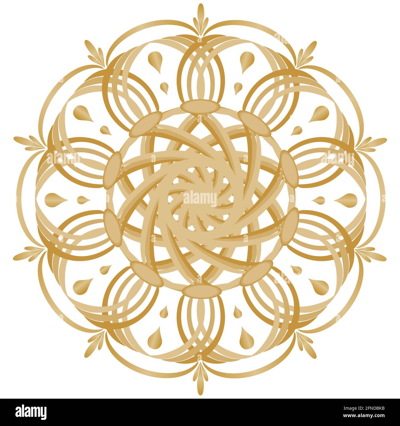 Gold symmetrical geometric star, filigree patterned golden circle ...