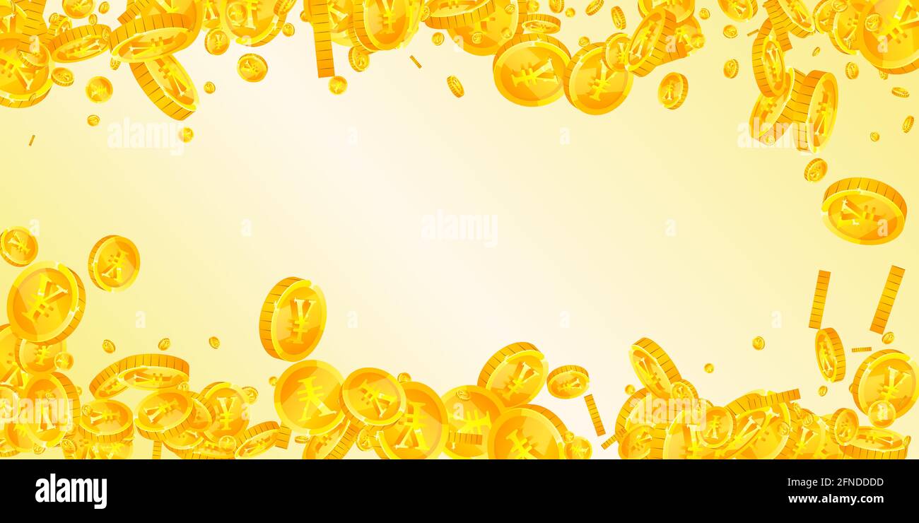 Chinese yuan coins falling. Likable scattered CNY coins. China money ...