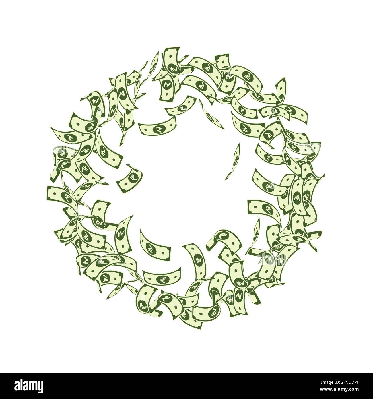 Indian rupee notes falling. Small INR bills on white background. India ...