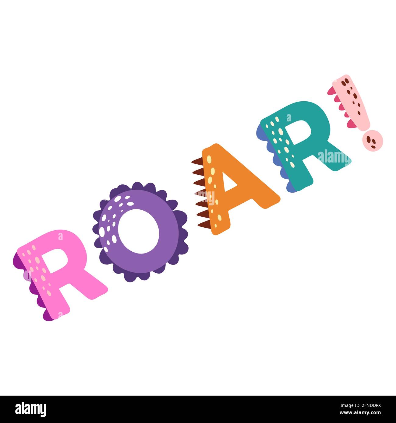 Dino roar. Dinosaur lettering. Bright modern illustration for kids, nursery, poster, card ...