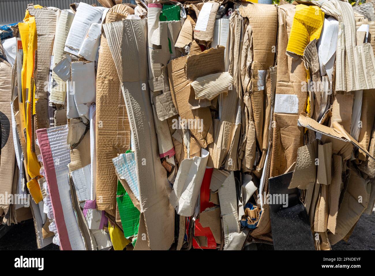 Crushed Recycling Cardboard Boxes Stacked In A Pile Stock Photo - Alamy
