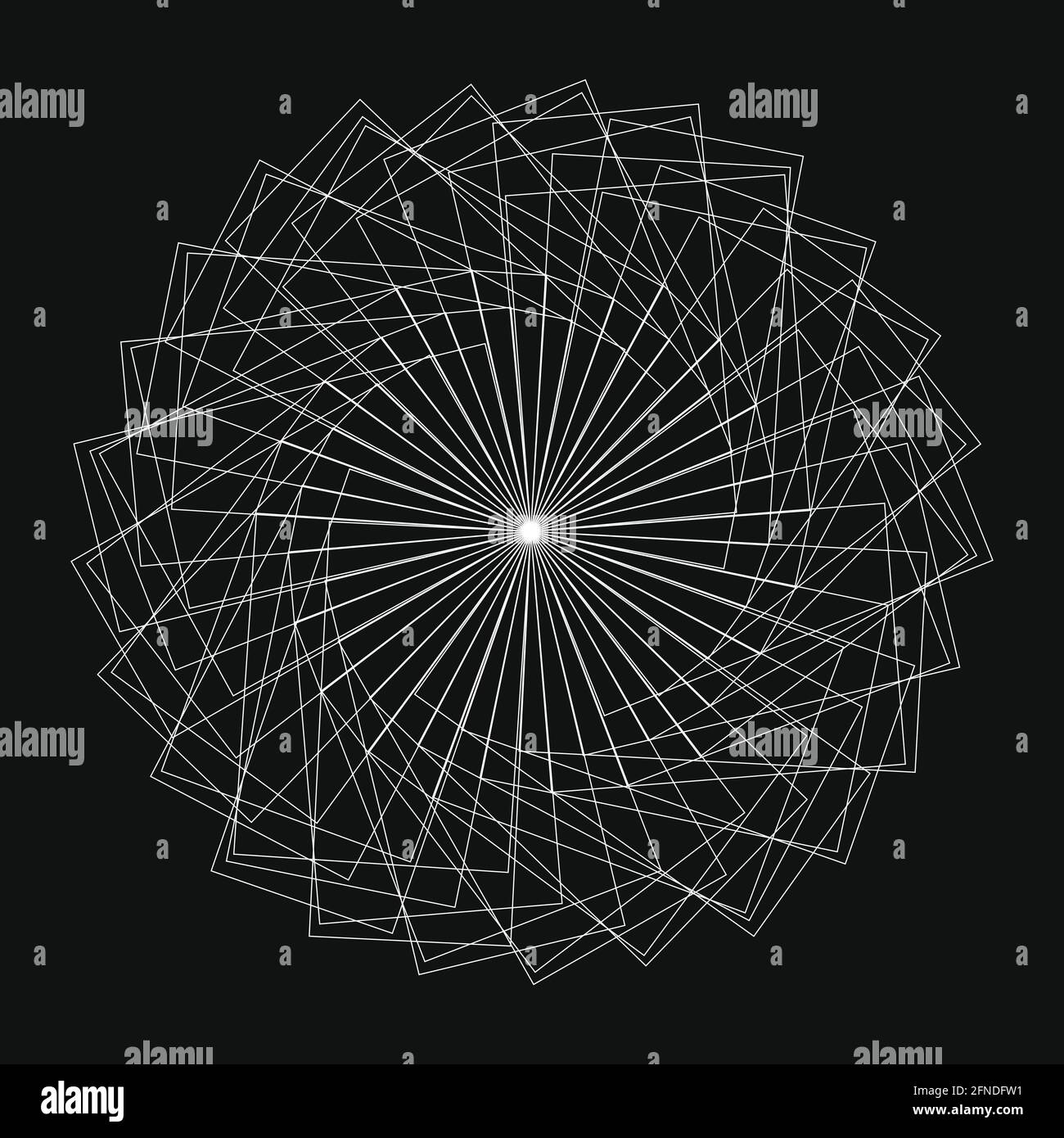 Many rectangle strokes that makes round twisted shape. Wireframe ...