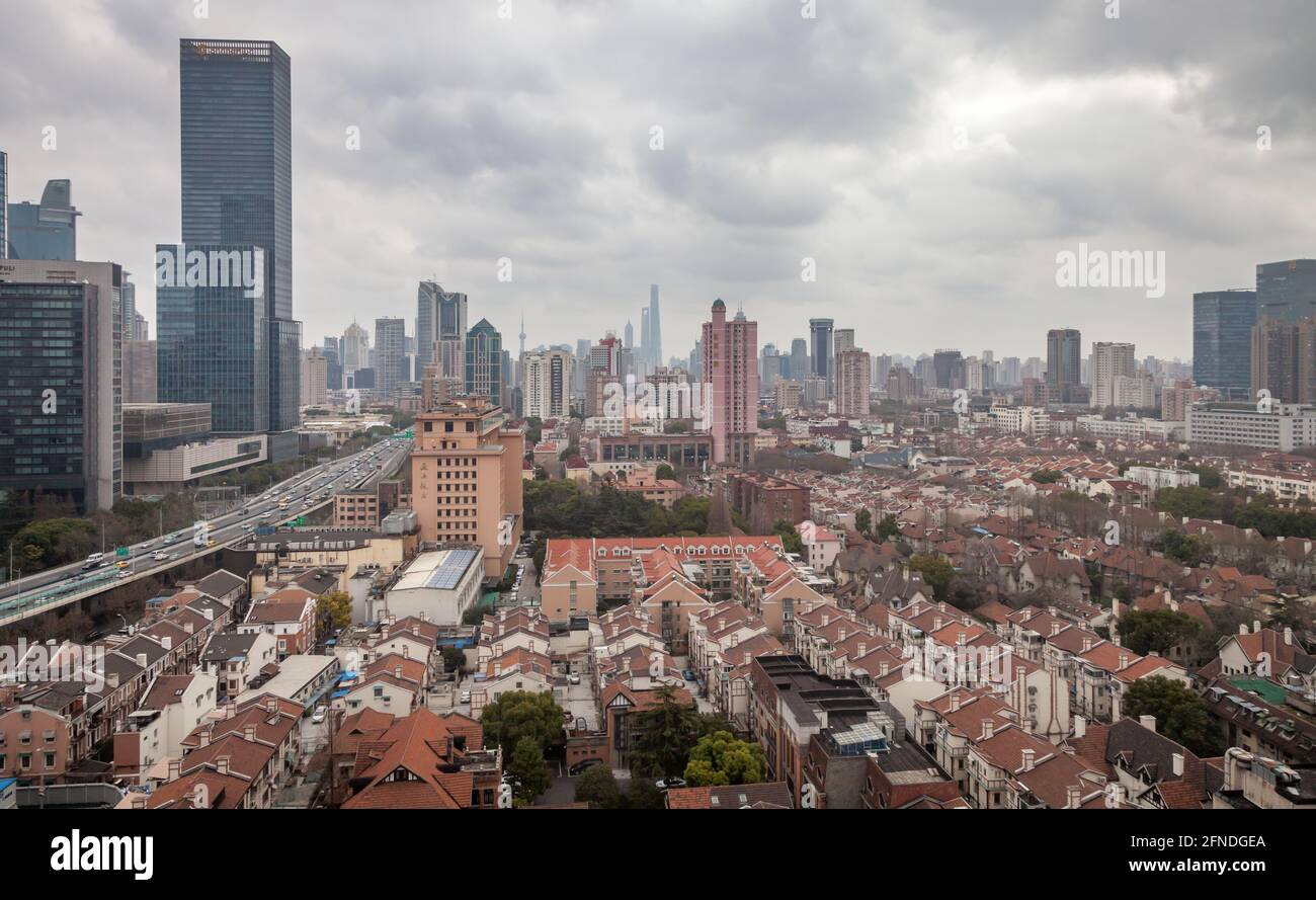 View of the French Quarter and downtown Shanghai Stock Photo - Alamy