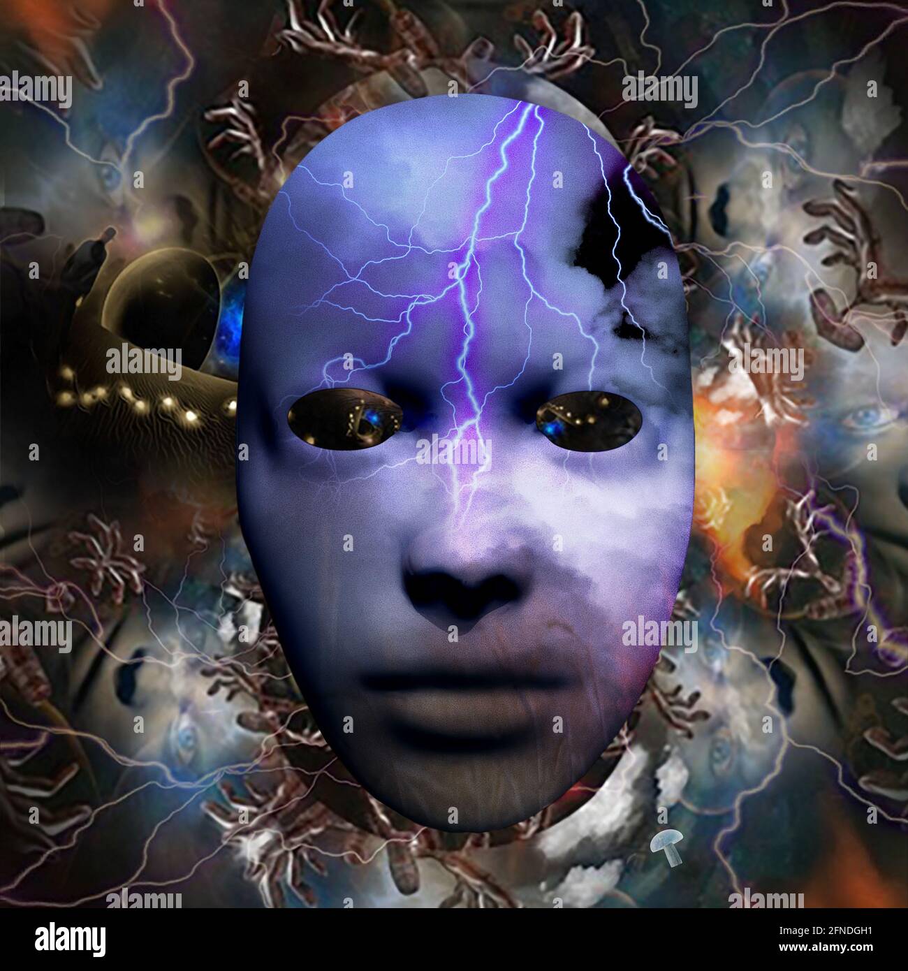 Mystic face. Surreal composition. 3D rendering Stock Photo - Alamy