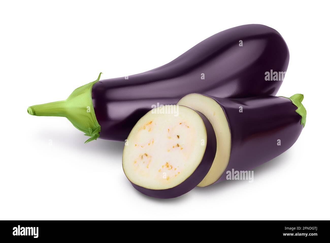 Eggplant or aubergine isolated on white background with clipping path ...
