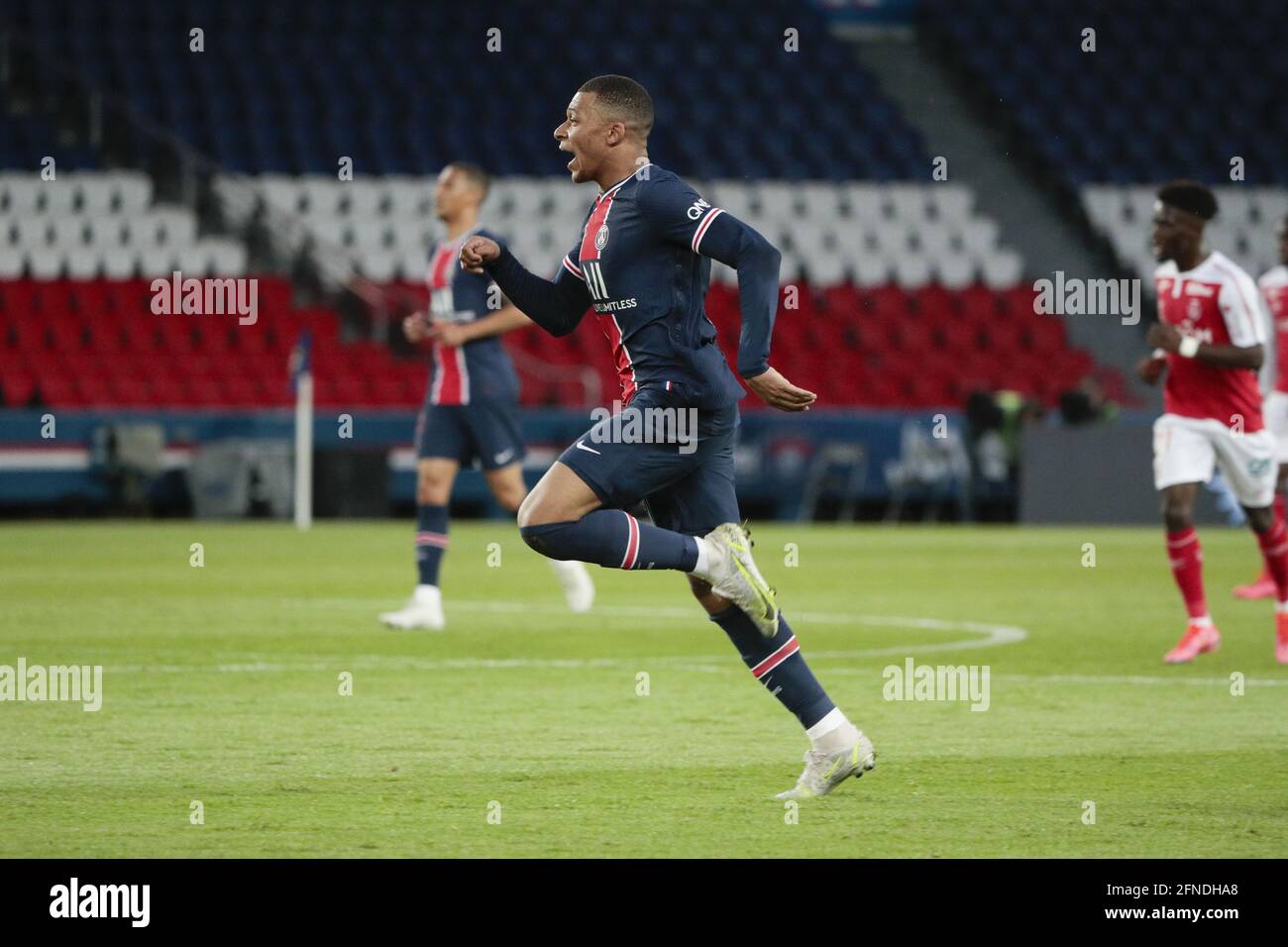 Kylian Mbappe (PSG) is running during the French championship Ligue 1 ...