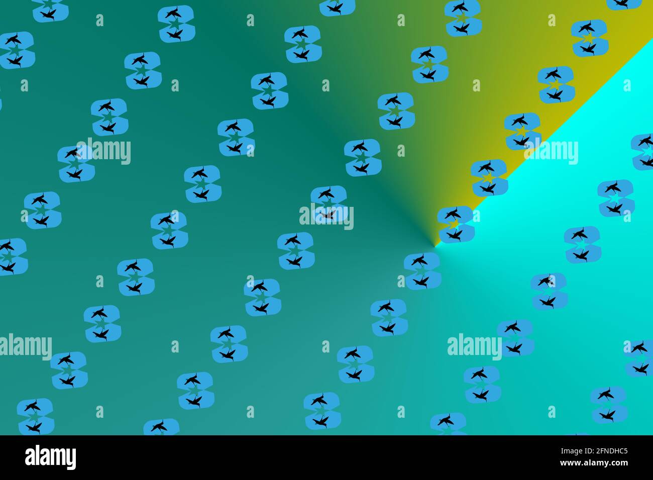 Dark birds inside enclosures in a teal and golden world - Digital ...