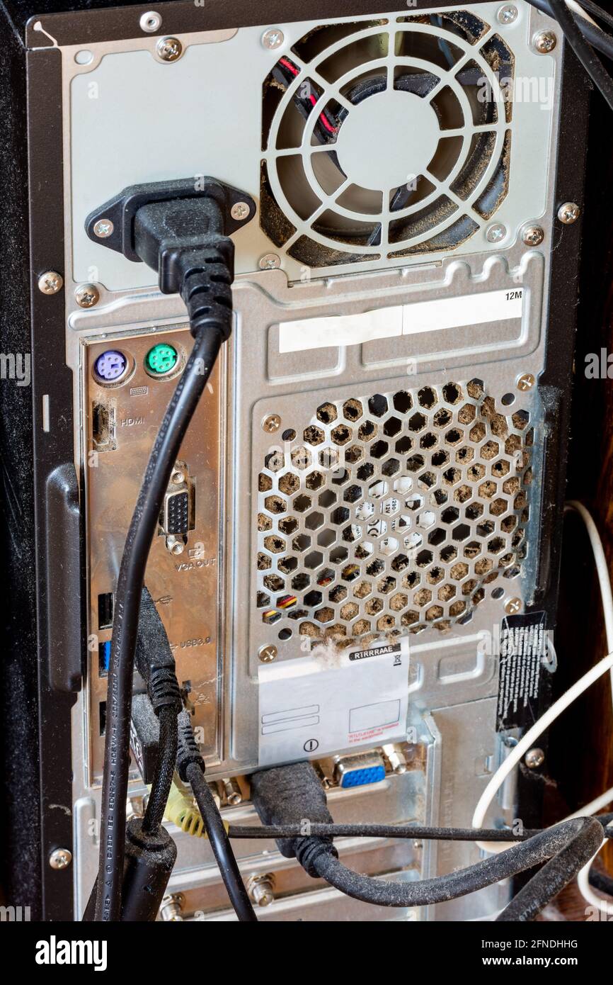 Back side of a dusty desktop computer Stock Photo - Alamy