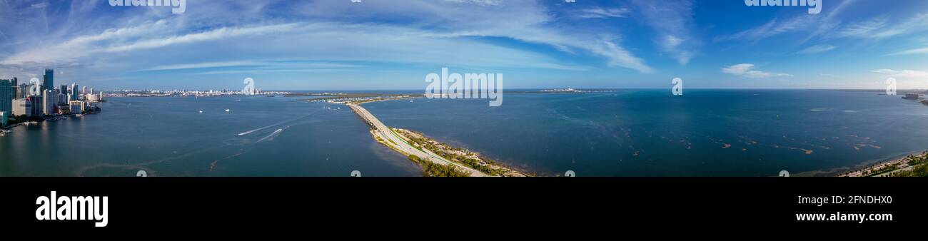 Aerial panorama Miami Key Biscayne islands on the bay USA Stock Photo ...