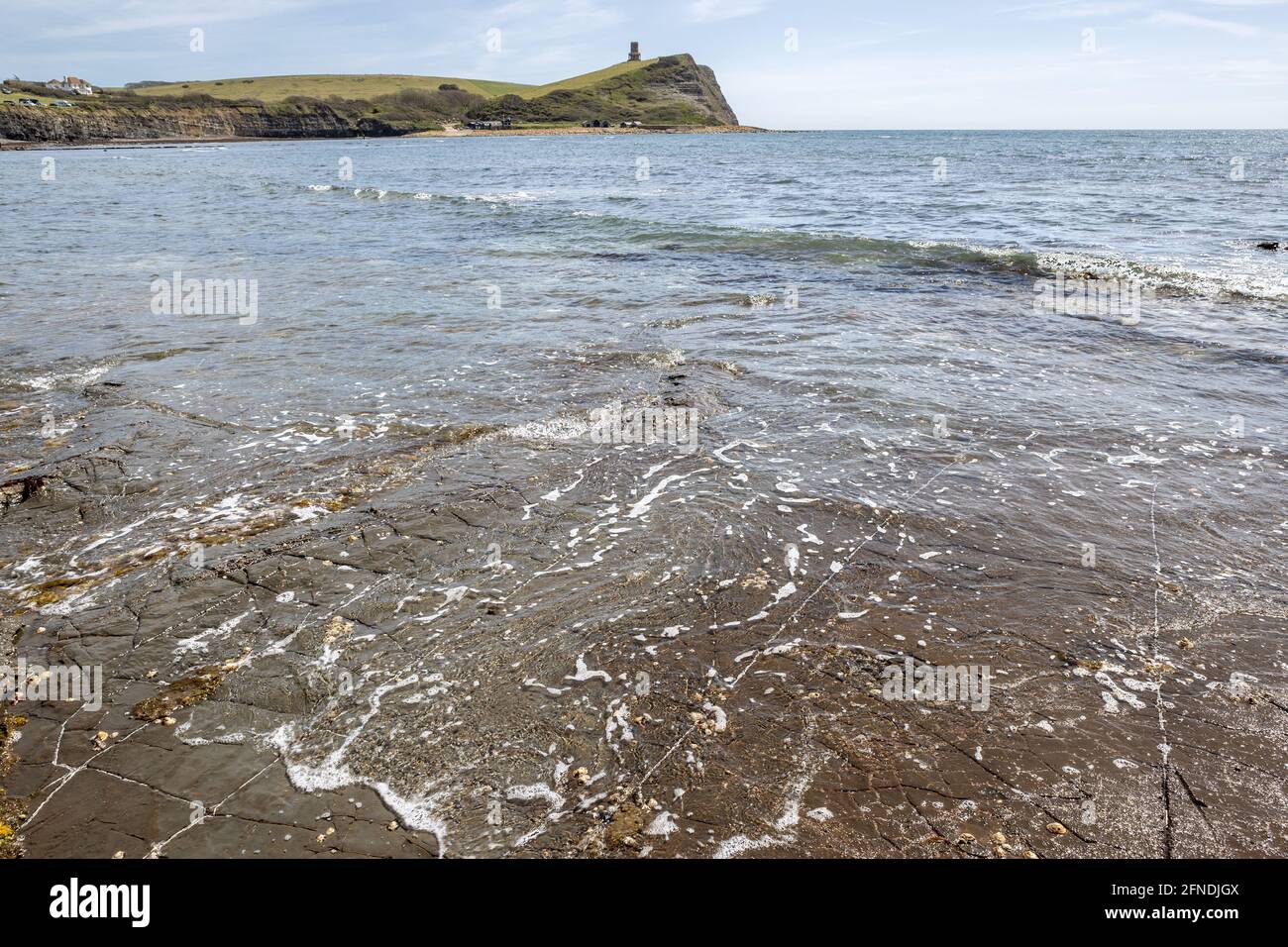 Clavell Tower, aka Clavell Folly Kimmeridge Tower, Low tide of seaweed ...