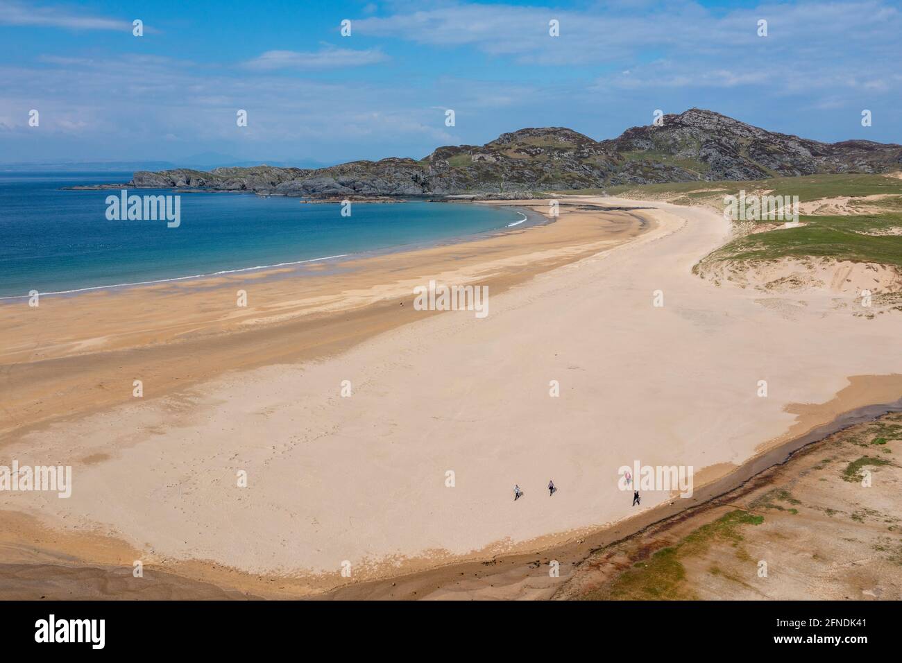 Aerial view of the beach at Kiloran Bay on the Isle of Colonsay, Inner ...