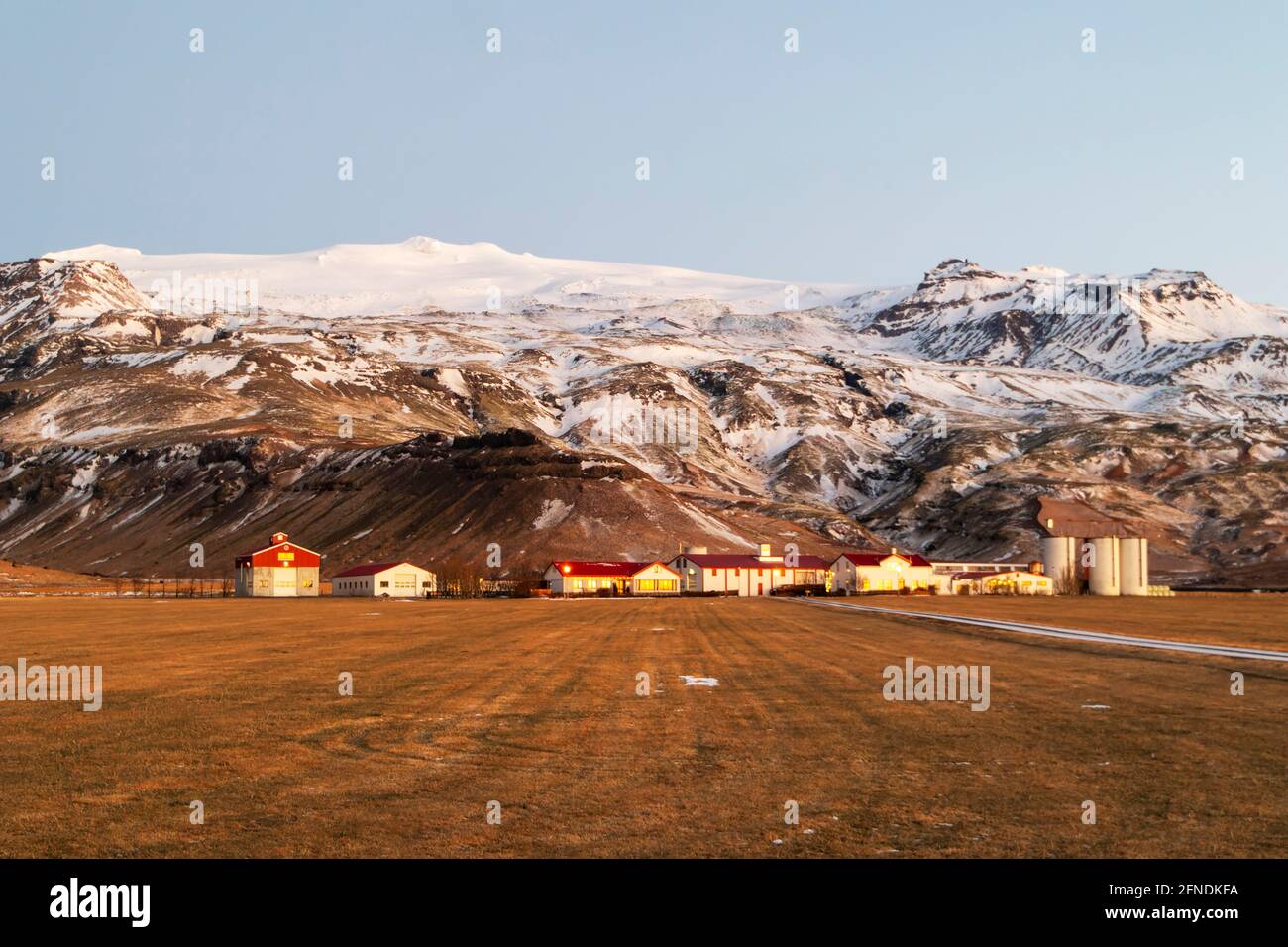 A Farm in Front of the volcano eyjafjallajökull, Iceland, Europe in ...
