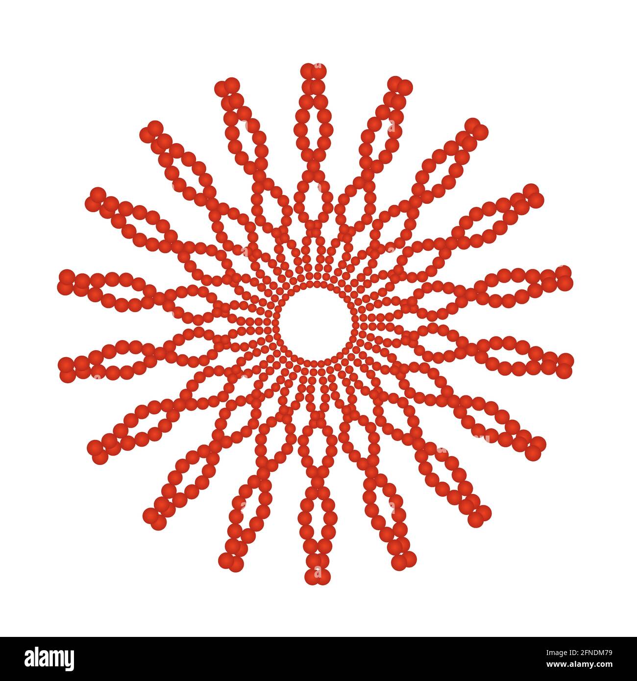 Symmetrical star ornament of red bead on white background Stock Vector ...