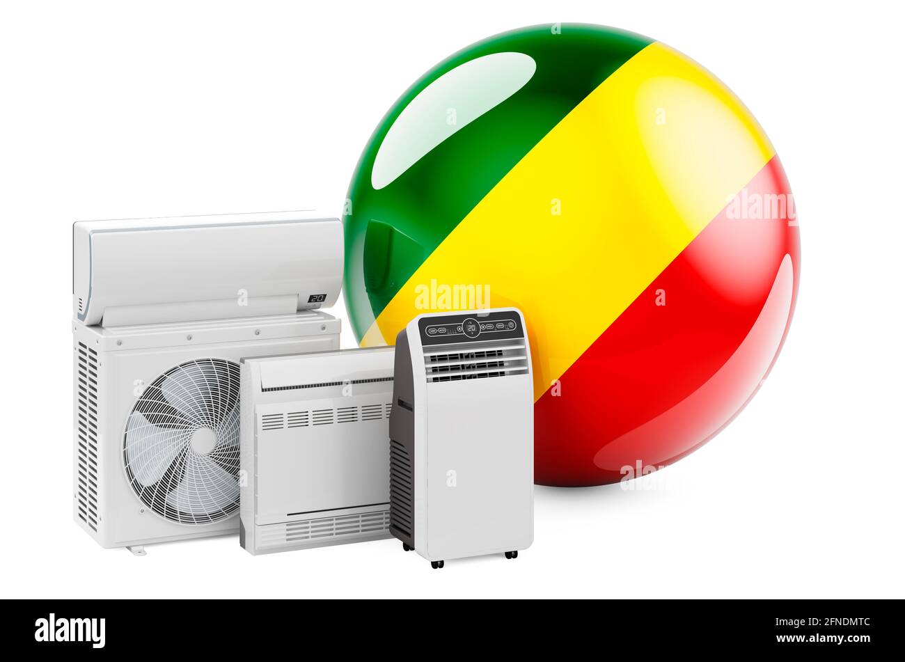 Congolese flag with cooling and climate electric devices. Manufacturing ...