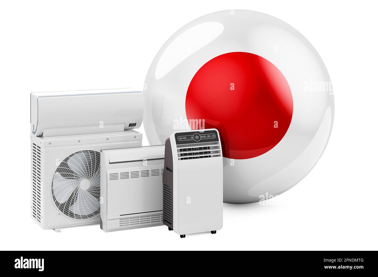 Japanese flag with cooling and climate electric devices. Manufacturing ...