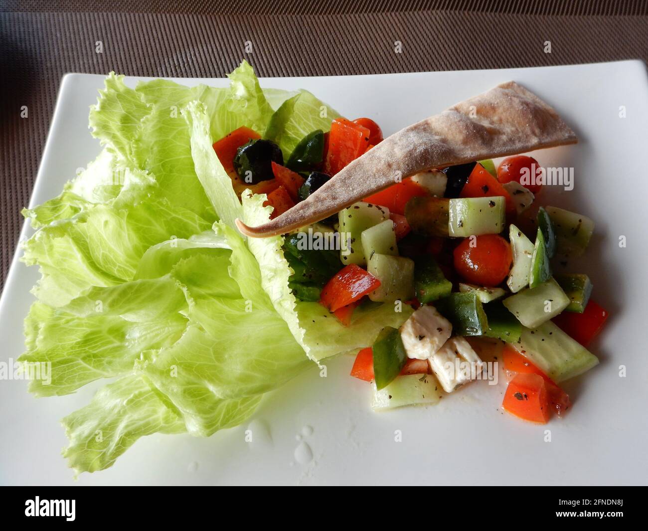 Greek salad plate in a resort restaurant at Eagle Point, Batangas ...