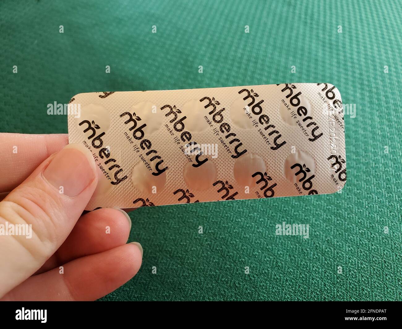 Close-up of a the back of a blister pack of mberry Miracle Fruit ...