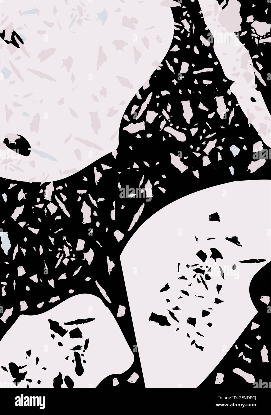 Terrazzo modern abstract template. Black and white texture of classic ...