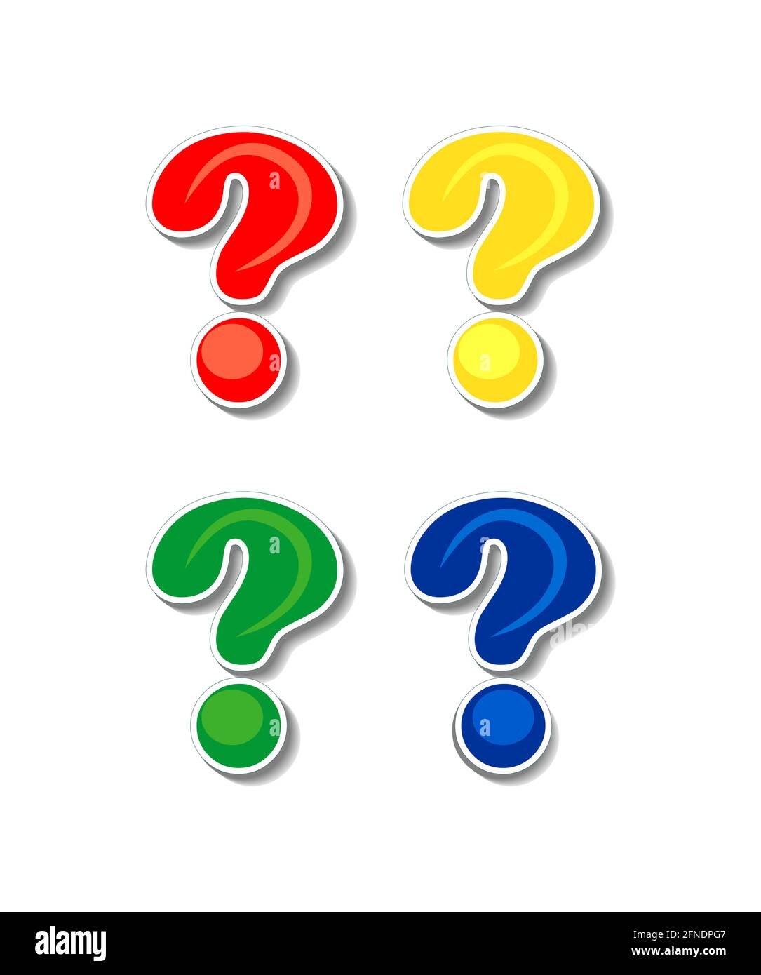 Question mark icons for presentation or website in four color variants ...