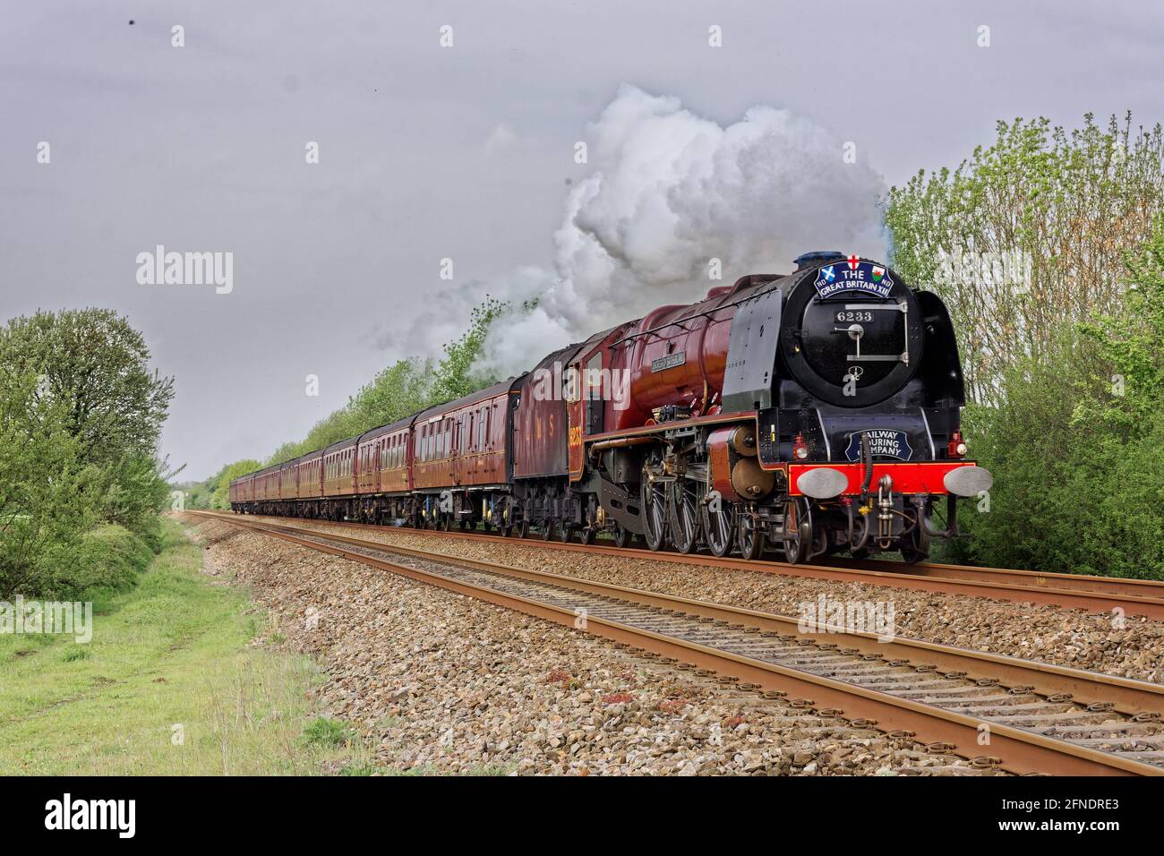 Duchess of sutherland steam train maroon Stock Photo - Alamy