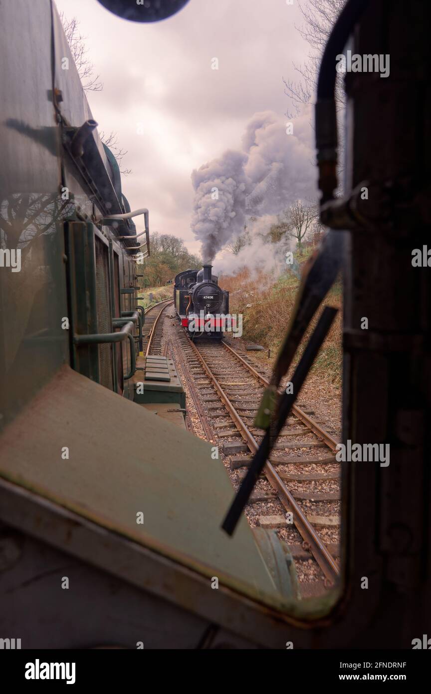 visiting steam train at somerset and dorset railway heritage trust Stock Photo - Alamy