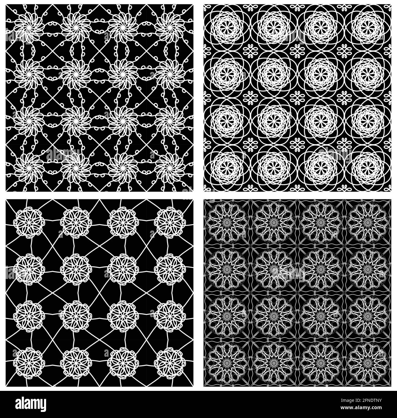 Collection of black and white classical vintage patterns, seamless ...