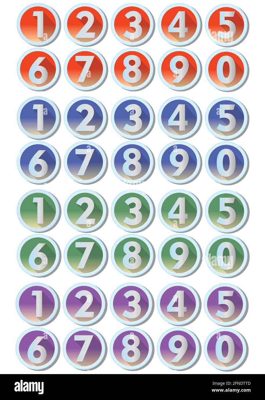 Set of artistic number buttons with frames in metallic silver design in ...