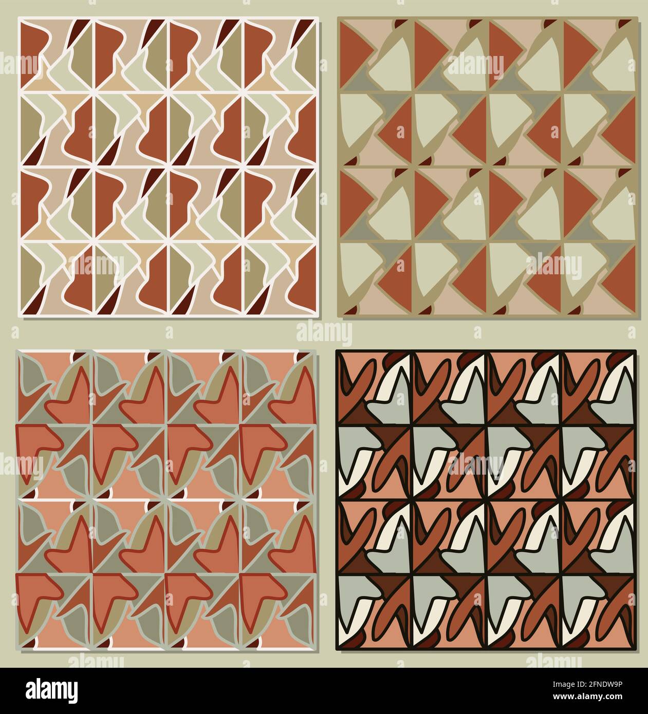 Set of repeatable patterns in muted retro colors, vector background ...
